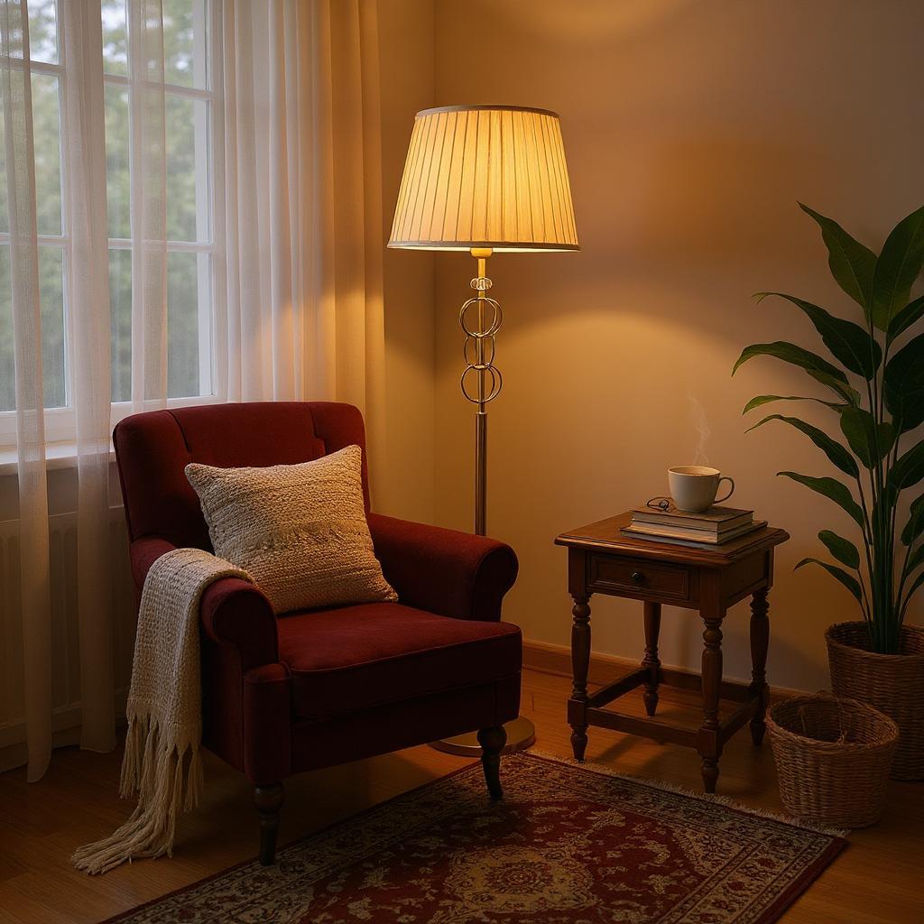 Obsidian Rise – Matte Gold Floor Lamp – Interior Square