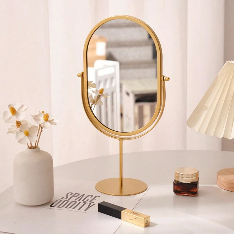 Elegant Gold Oval Table Mirror – Interior Square